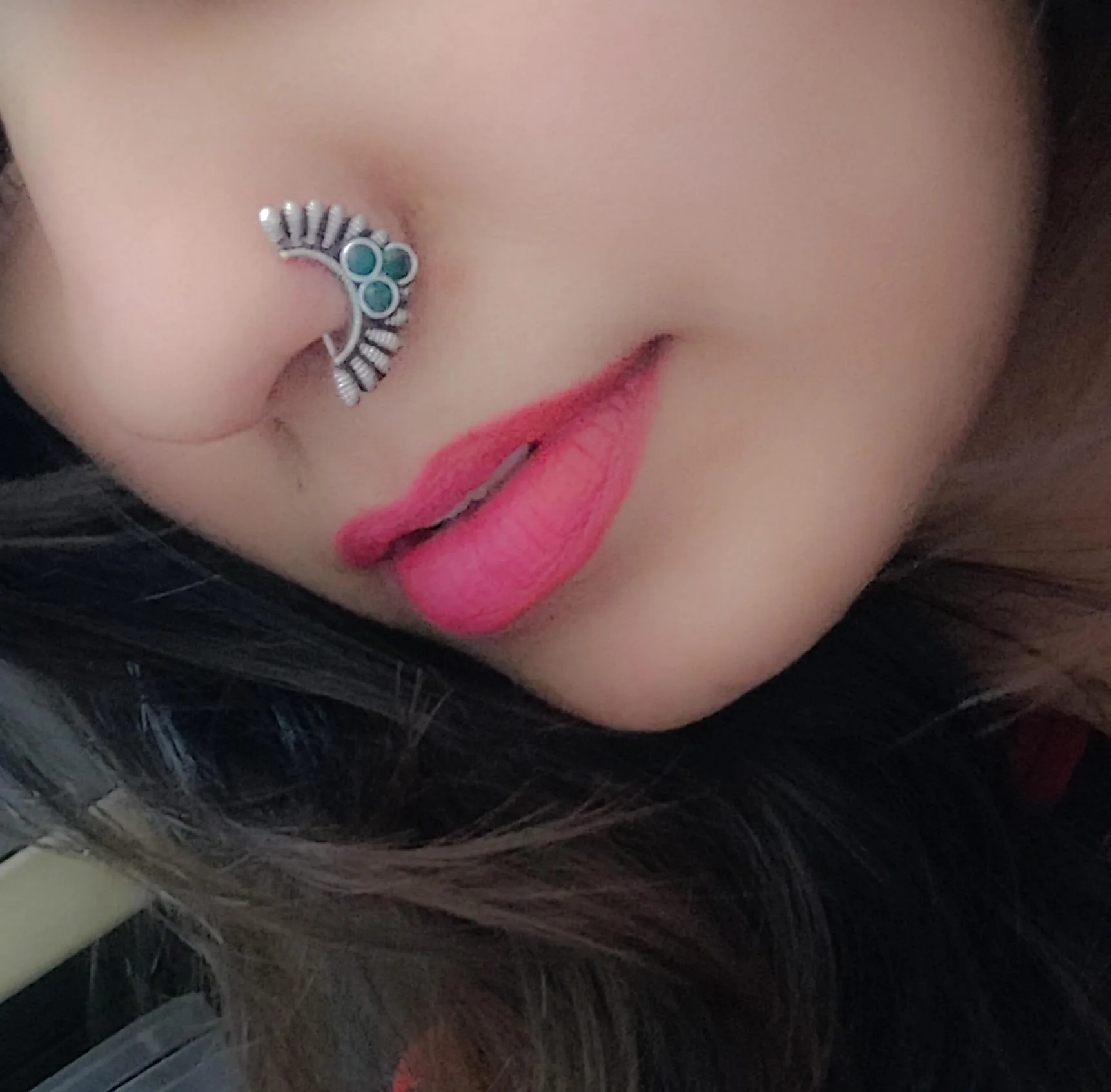 Antique Stone Silver Nose Pins For Girls - Online India - Glamaya