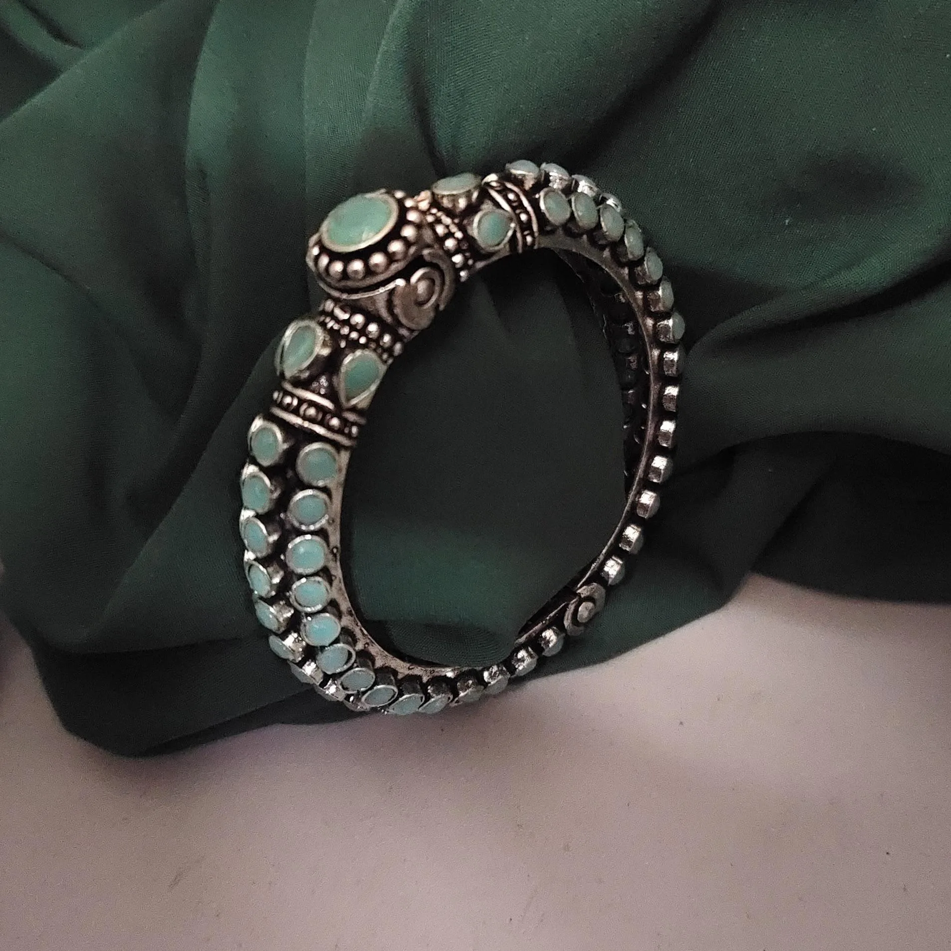 Sky Blue Stone Bangles: Elegant & Trendy Armlets For Women - Glamaya