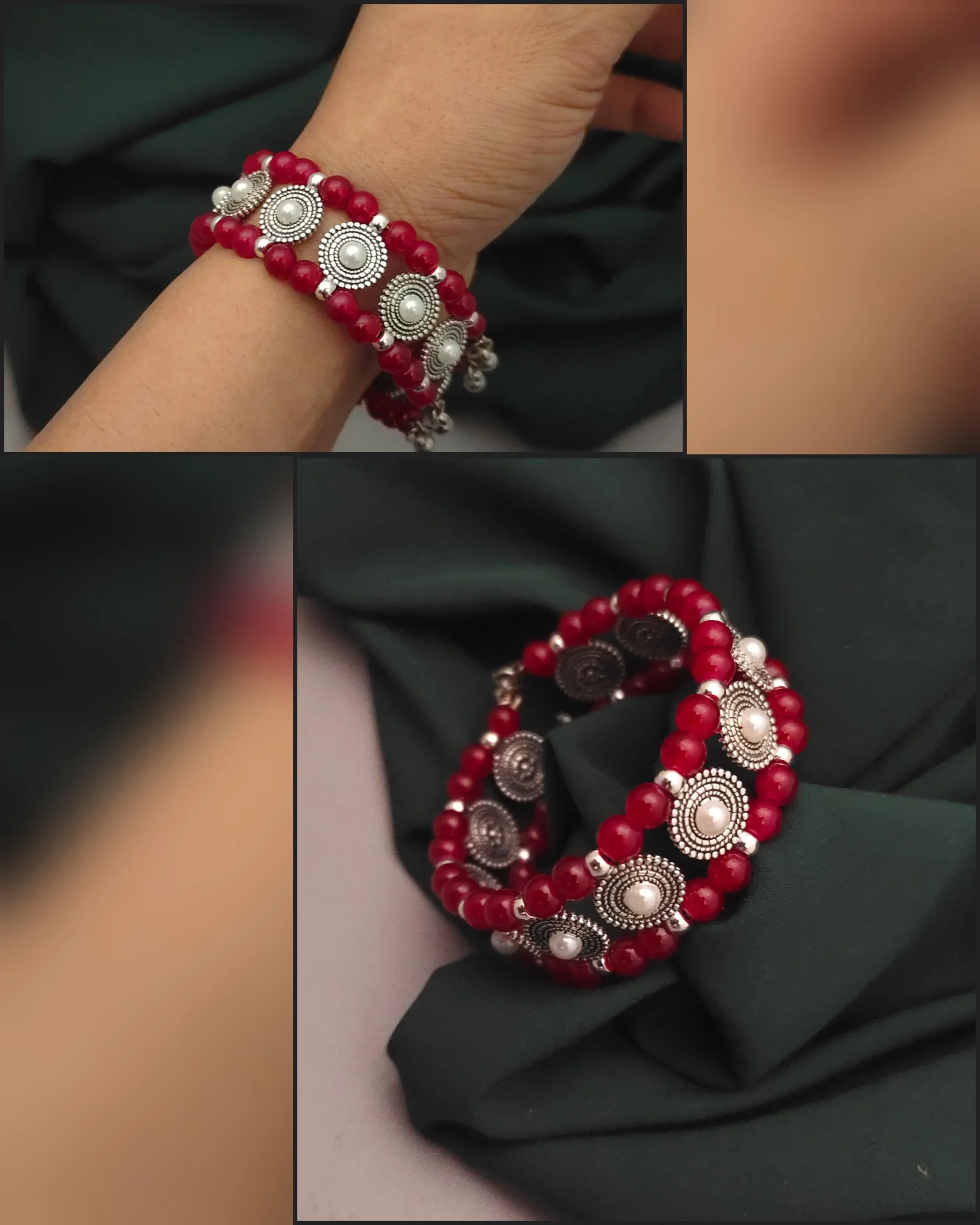 Adjustable Red Beads Bracelet: Trendy Women's Armlet - Glamaya