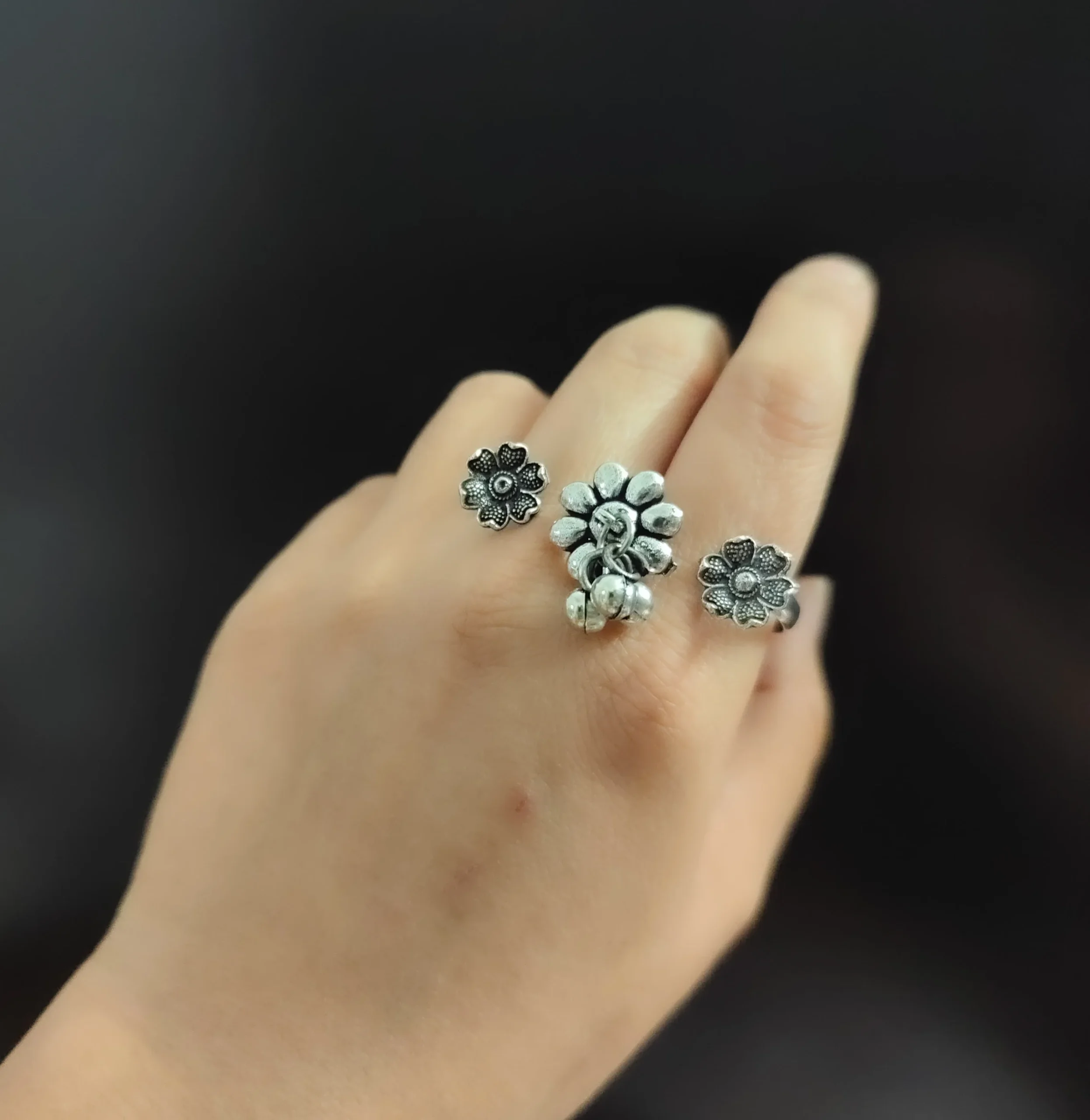 Boho Chic Adjustable Silver Ring - Glamaya