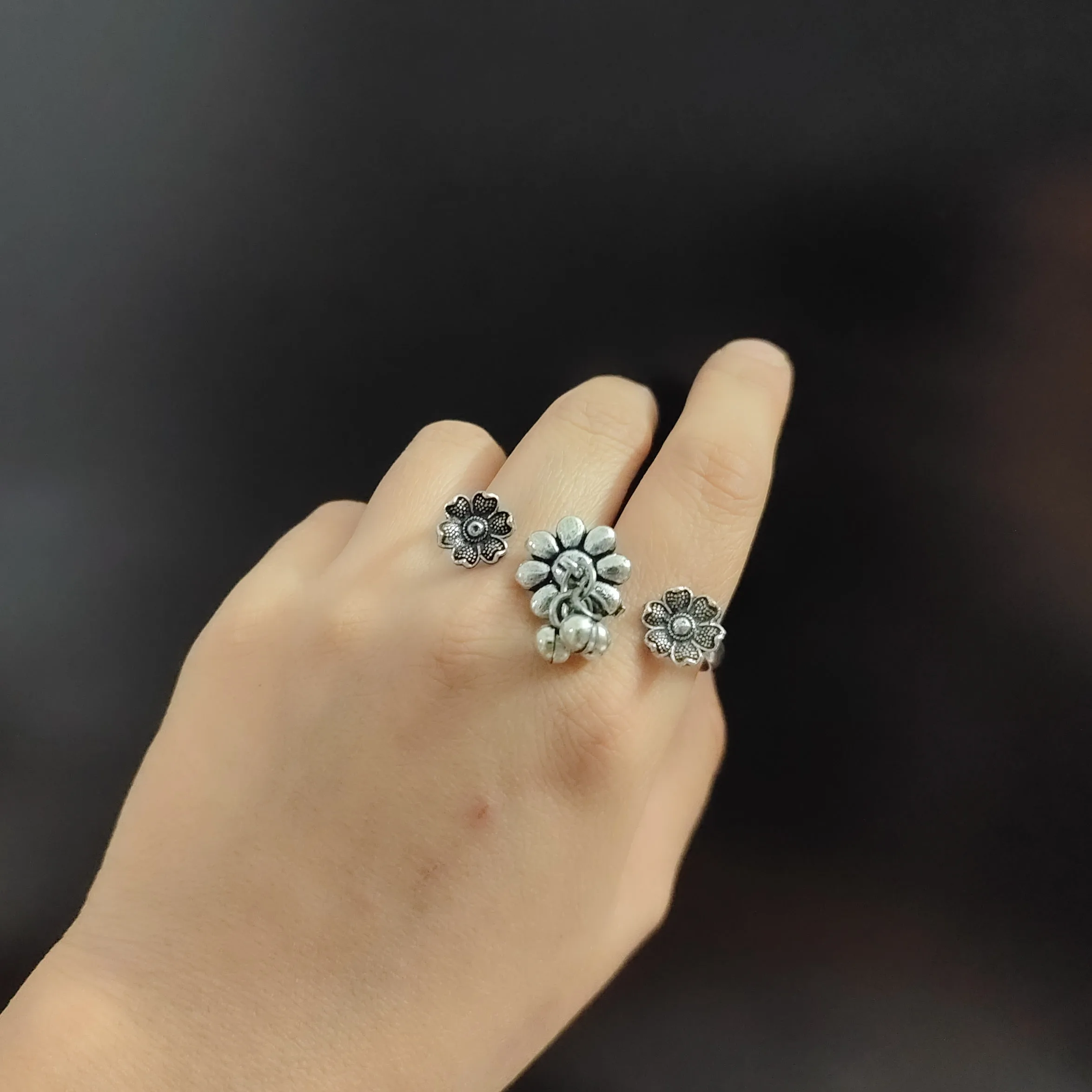 Boho Chic Adjustable Silver Ring - Glamaya