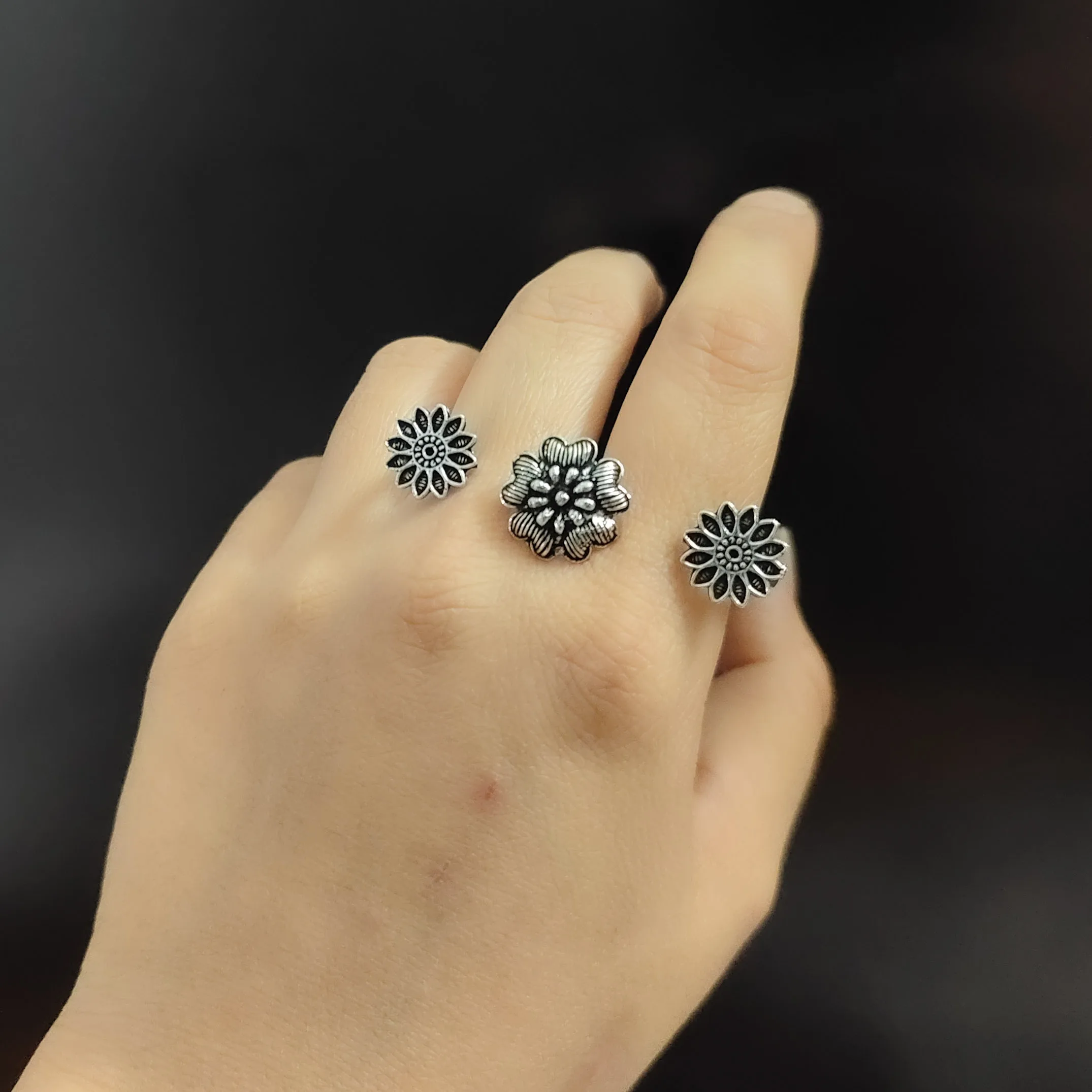 Stylish Adjustable Oxidised Finger Ring For Trendy Women - Glamaya