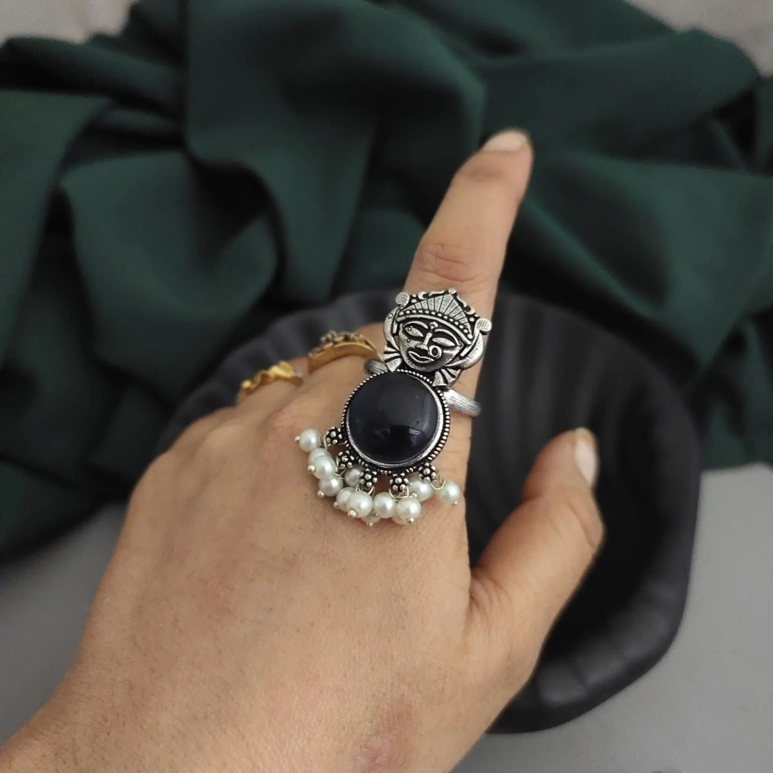 Unique Adjustable Durga Monalisa Ring For Women - Glamaya