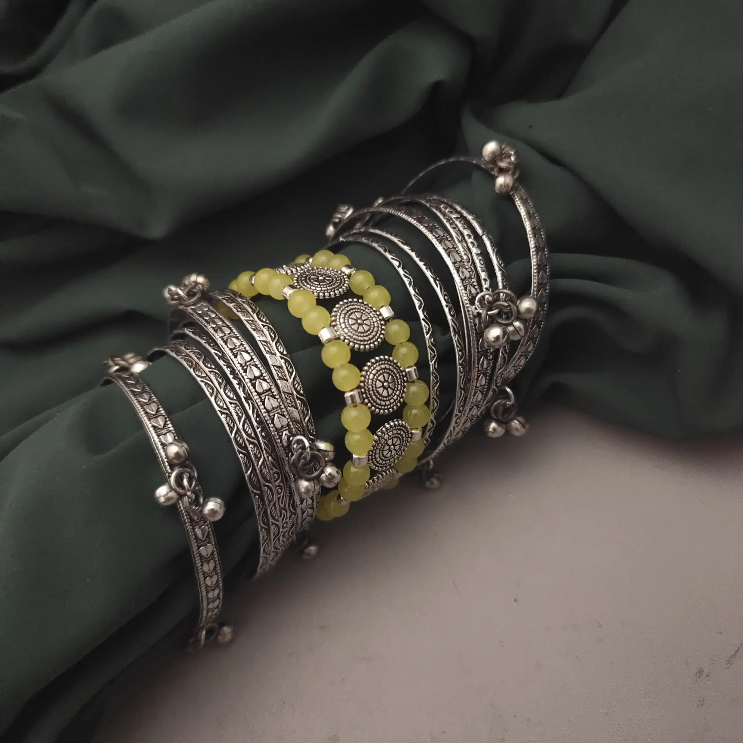 Stylish Yellow Oxidized Bangles Combo Set For Women - Glamaya