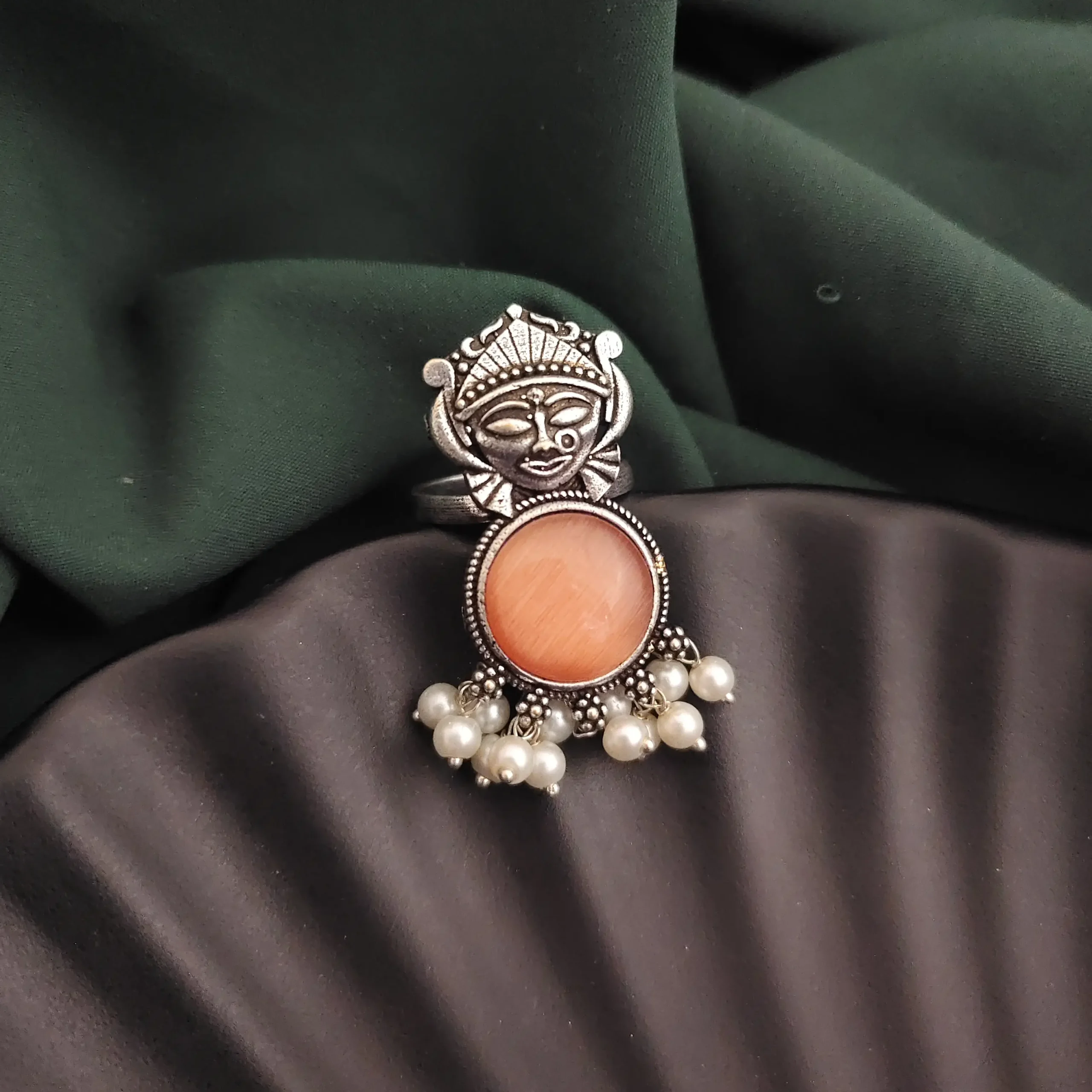 Unique Adjustable Durga Monalisa Ring For Women - Glamaya